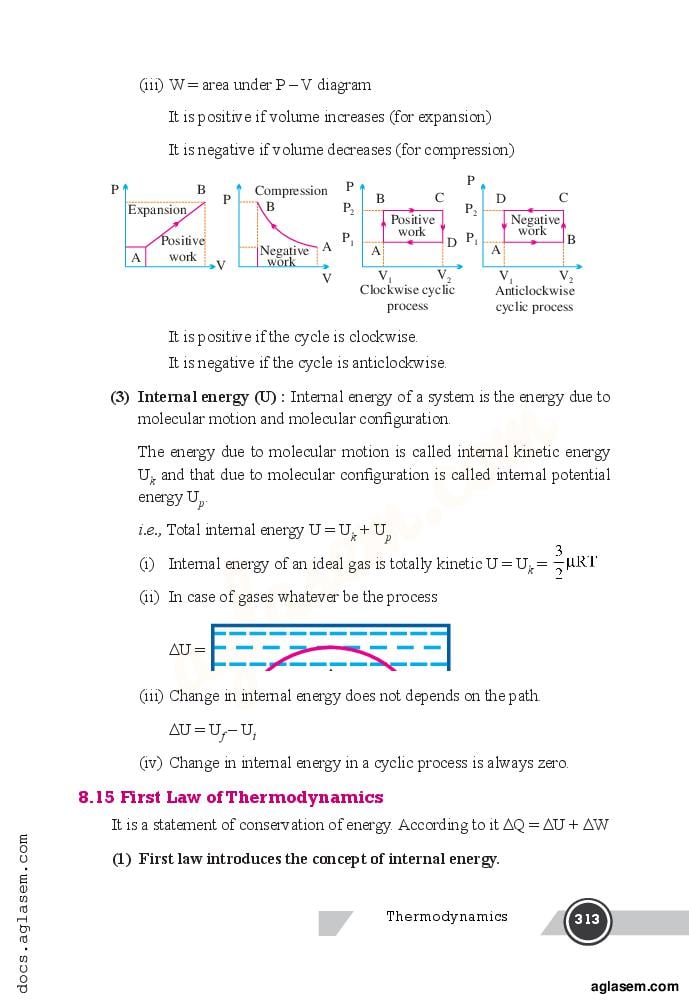 Class 11 Physics Notes for Thermodynamics (PDF) - Study Material - AglaSem