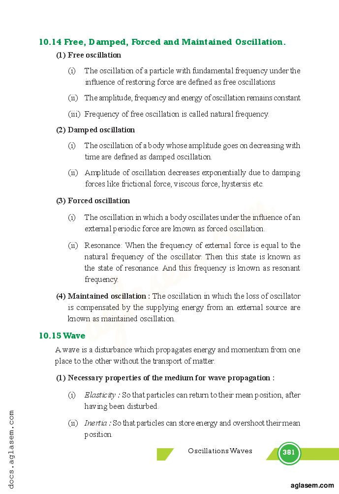 Class 11 Physics Notes for Oscillations and Waves (PDF) - Study ...
