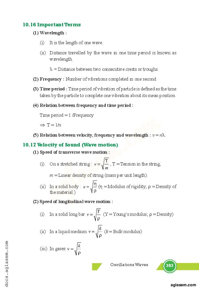 Class 11 Physics Notes for Oscillations and Waves (PDF) - Study ...