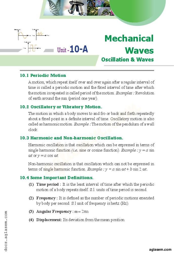 Class 11 Physics Notes for Oscillations and Waves (PDF) - Study ...