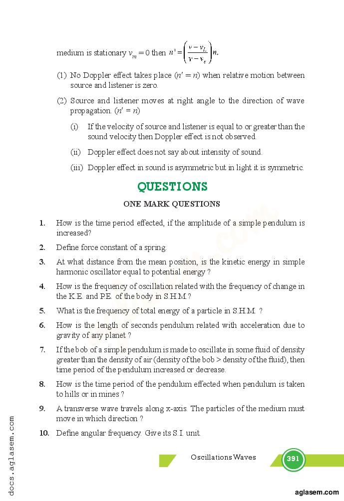 Class 11 Physics Notes for Oscillations and Waves (PDF) - Study ...