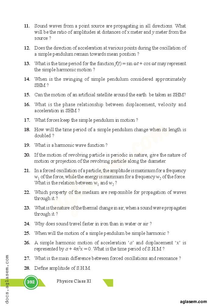 Class 11 Physics Notes for Oscillations and Waves (PDF) - Study ...