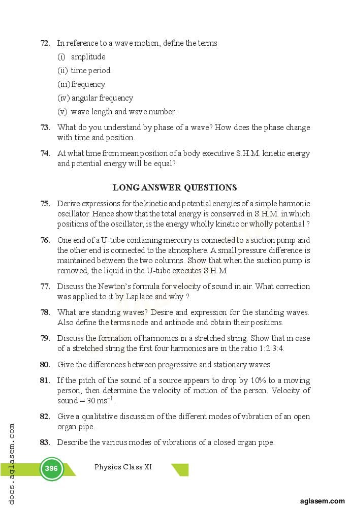 Class 11 Physics Notes for Oscillations and Waves (PDF) - Study ...