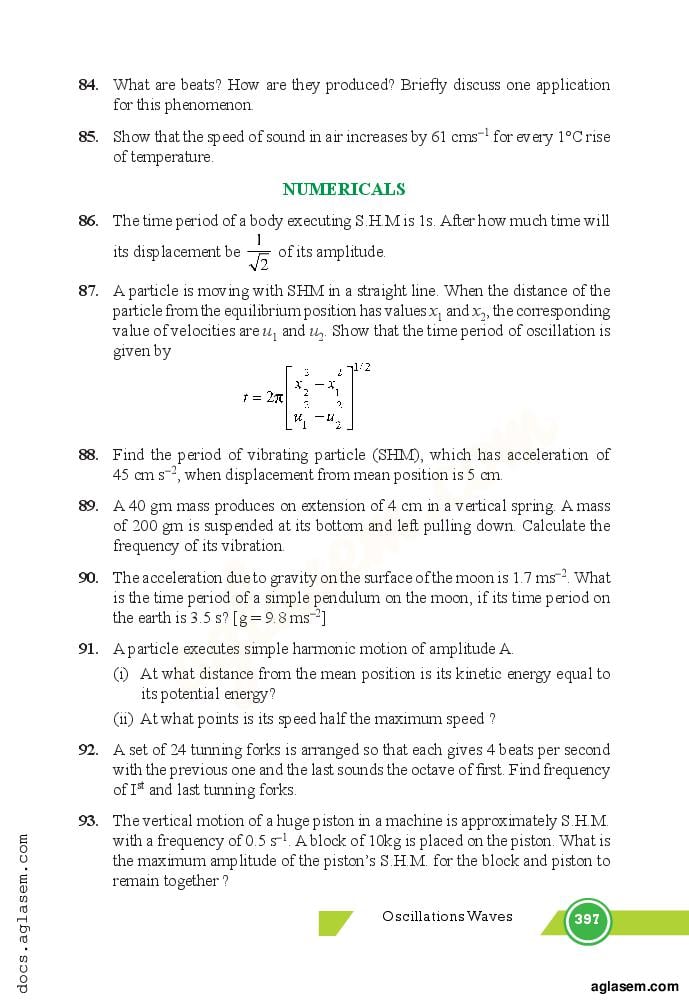 Class 11 Physics Notes for Oscillations and Waves (PDF) - Study ...