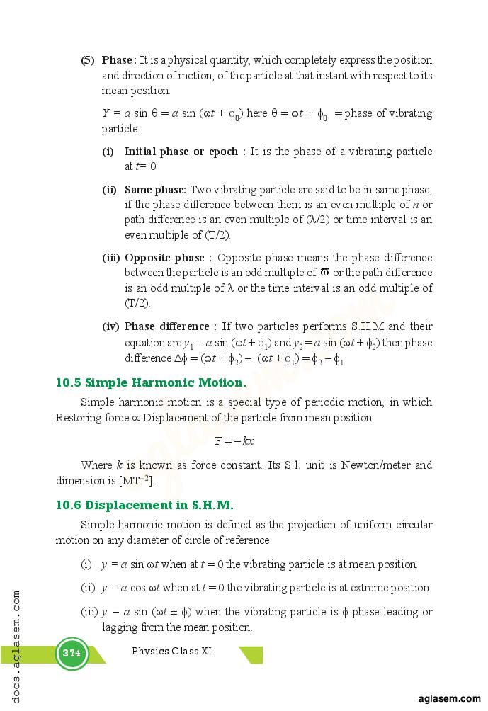 Class 11 Physics Notes for Oscillations and Waves (PDF) - Study ...