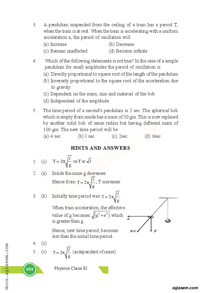Class 11 Physics Notes for Oscillations and Waves (PDF) - Study ...