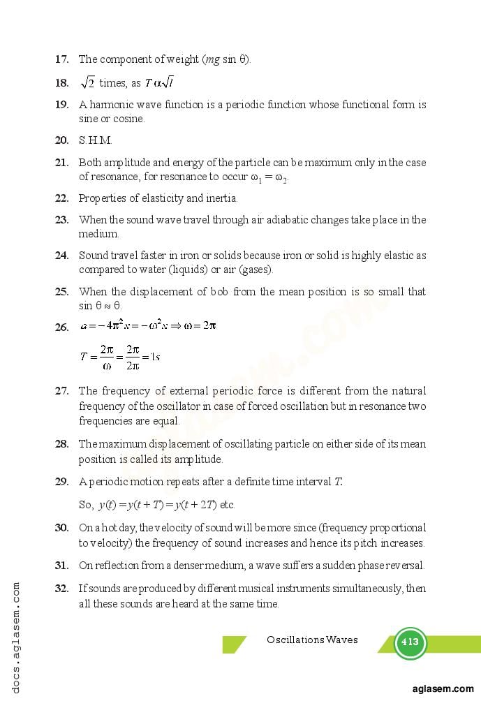 Class 11 Physics Notes for Oscillations and Waves (PDF) - Study ...