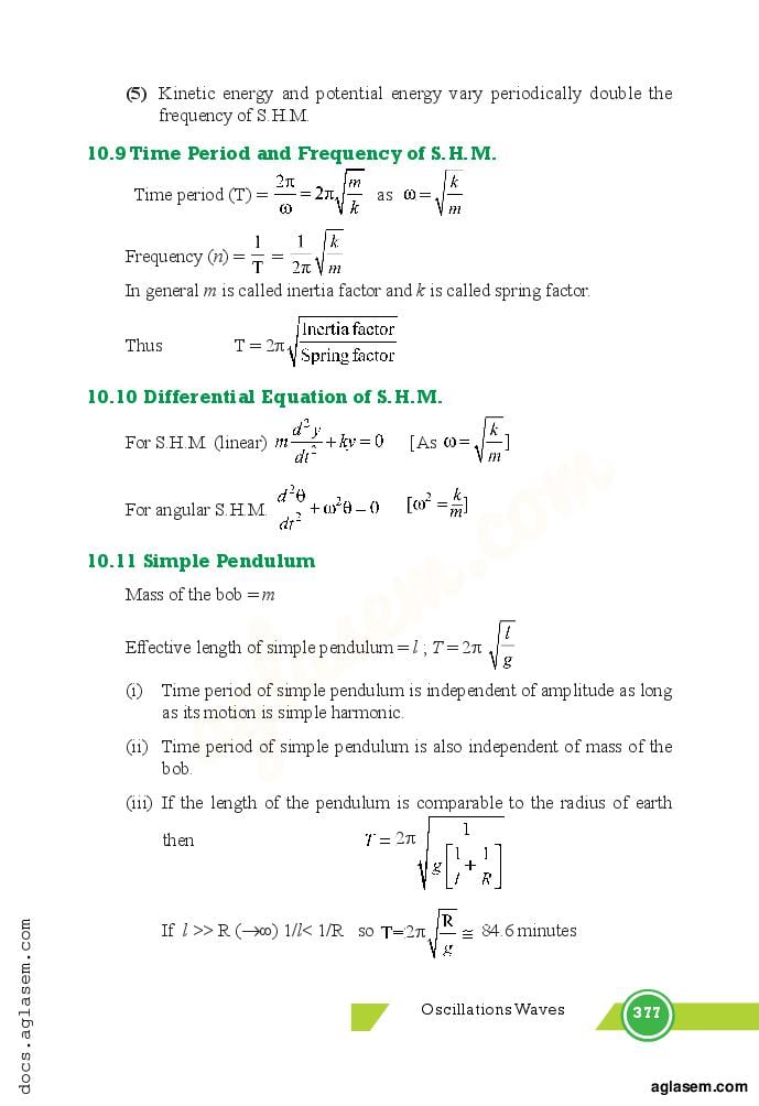 Class 11 Physics Notes for Oscillations and Waves (PDF) - Study ...