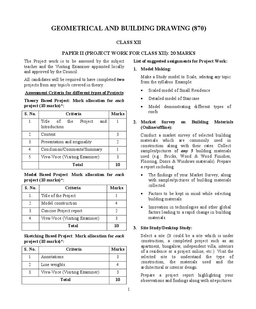 ISC Class 12 Project Work In Geometrical And Building Drawing ISC Class 12 Project Work In Geometrical And Building Drawing