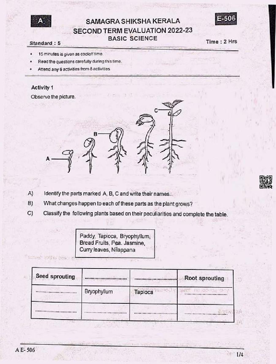 Class 5 Basic Science Christmas Exam Question Paper 2024 | Kerala Std 5 Second Term Basic ...