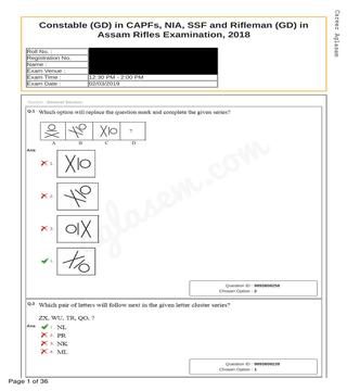 SSC GD Constable 2018 Question Paper with Answers 02 March 2019 Shift 2