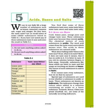 NCERT Book Class 7 Science Chapter 5 Acids, Bases and Salts