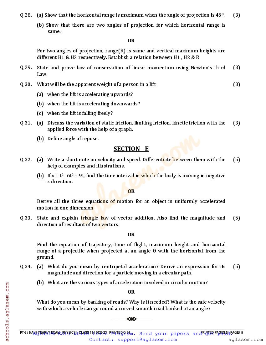 Class 11 Physics Half Yearly Question Paper 2024 Download 11th Half Class 11 Physics Half Yearly Question Paper 2024 Download 11th Half