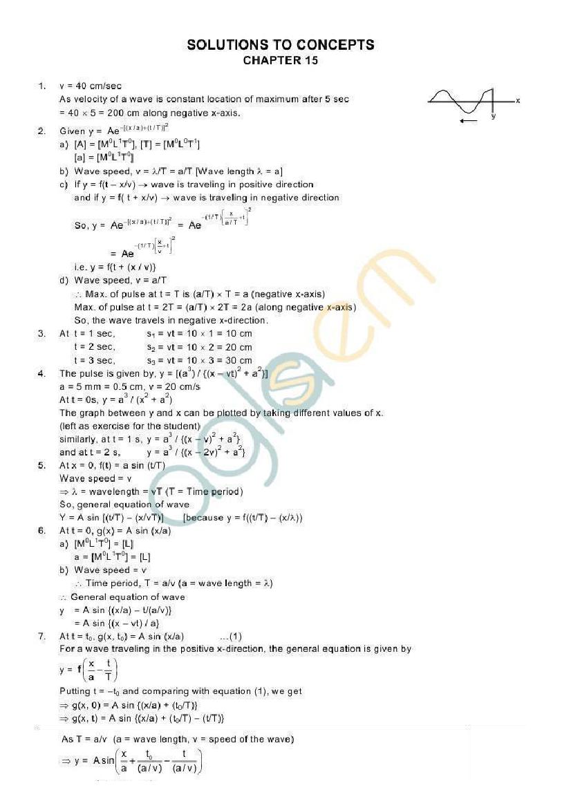 HC Verma Solutions Chapter 15 Wave Motion and Waves On a String