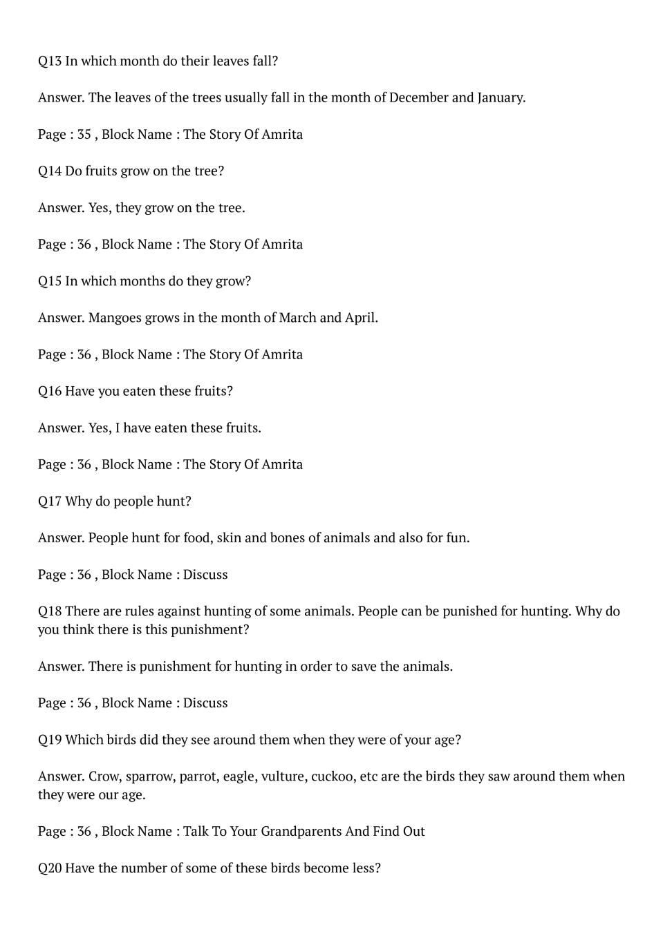 NCERT Solutions For Class 4 EVS Chapter 4 The Story Of Amrita PDF 