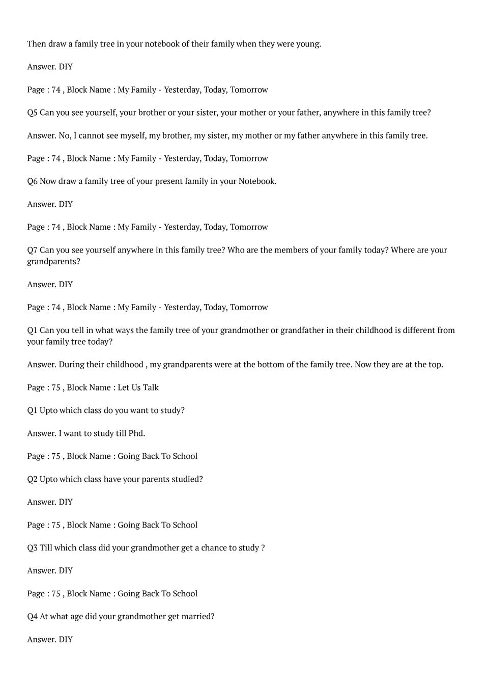 NCERT Solutions For Class 4 EVS Chapter 9 Changing Families Class 4