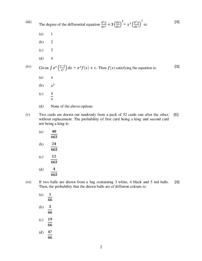 ISC Class 12 Sample Paper 2022 - Mathematics Specimen Question Paper