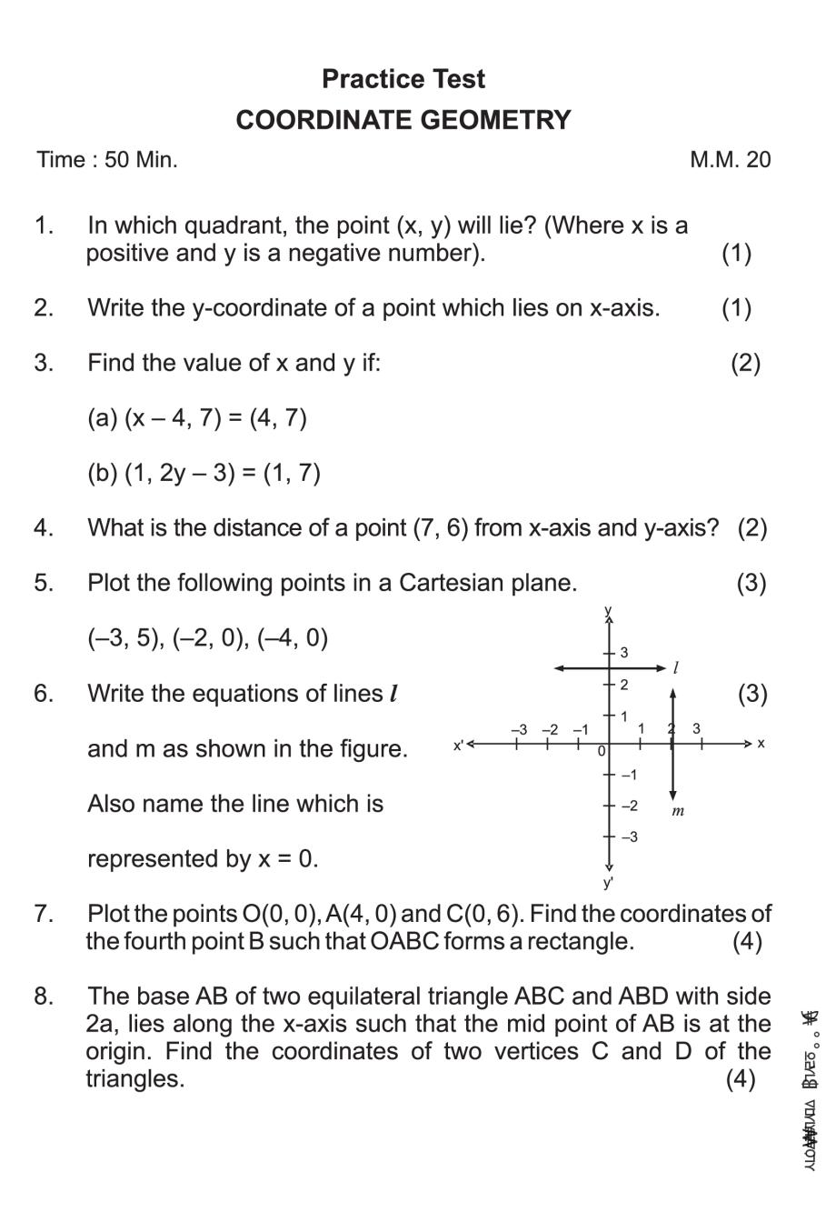 Class 9 Math Coordinate Geometry Notes Important ion Practice Paper