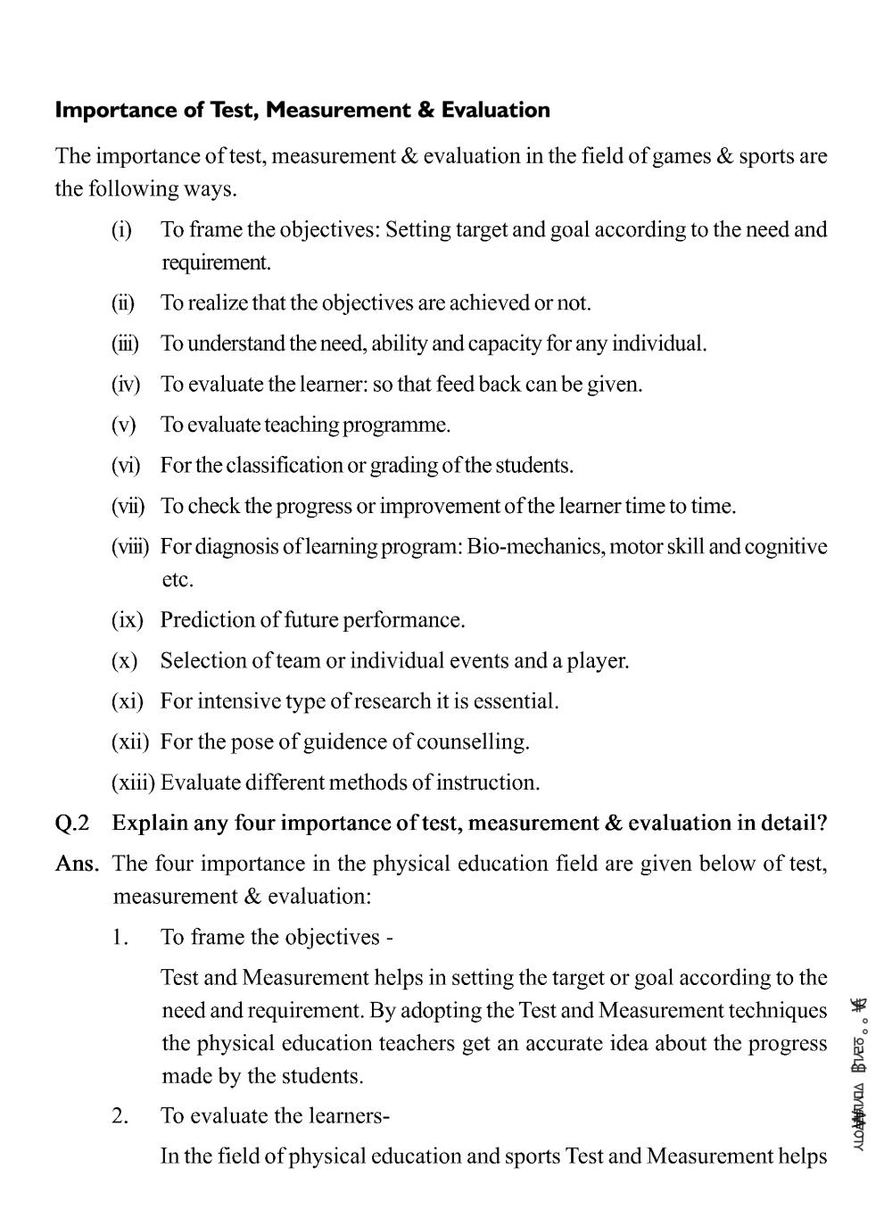 Class 11 Physical Education Notes For Test Measurement And Evaluation