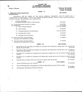 PSEB 12th Class English Question Bank (English Medium)