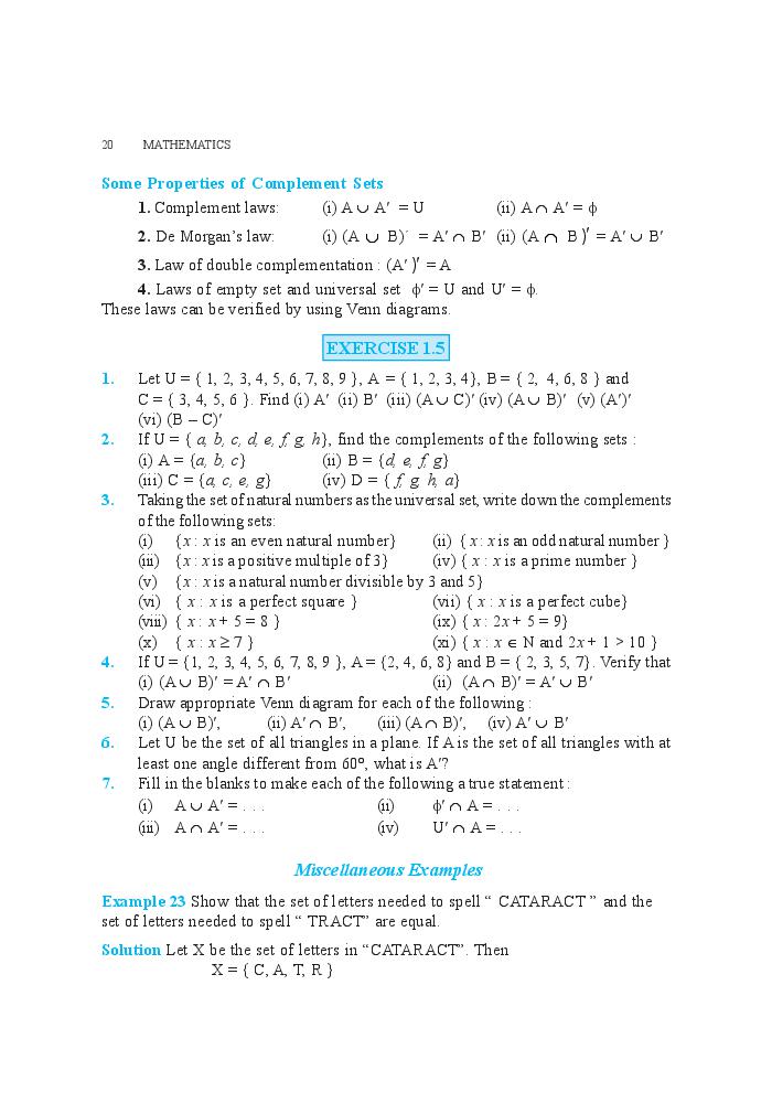 NCERT Book Class 11 Maths Chapter 1 Sets PDF NCERT Book Class 11 Maths Chapter 1 Sets PDF