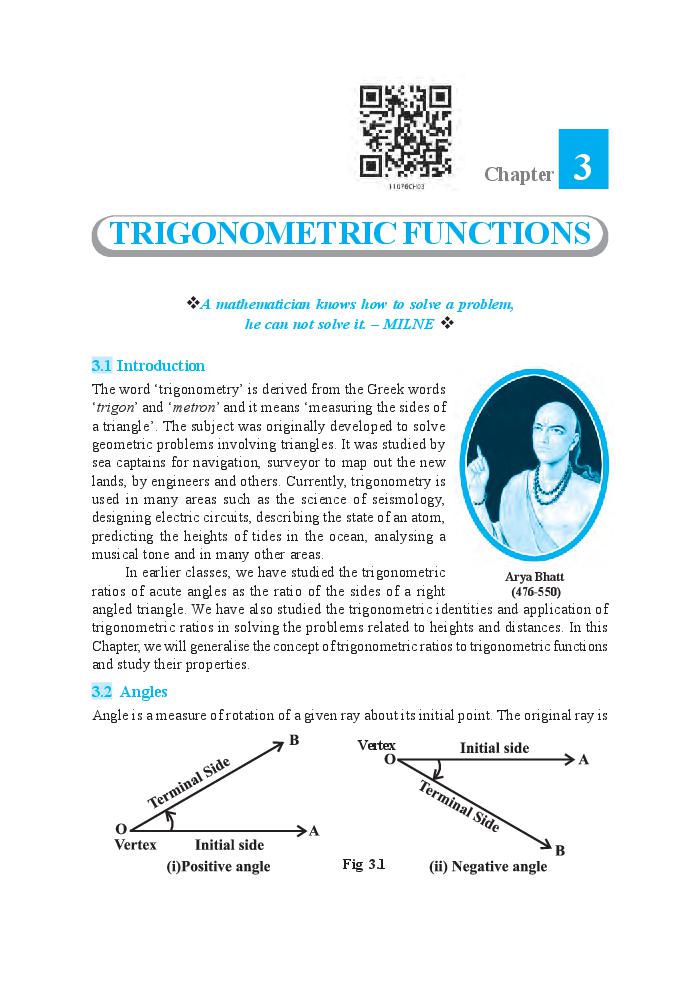 UP Board Book Class 11 Maths Chapter 3 Trigonometric Functions