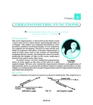 NCERT Book Class 11 Maths Chapter 3 Trigonometric Functions