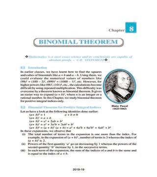 NCERT Book Class 11 Maths Chapter 8 Binomial Theorem