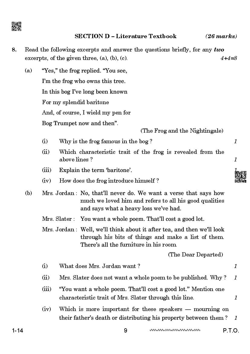 CBSE Class 10 English Communicative Question Paper 2024 (PDF ...