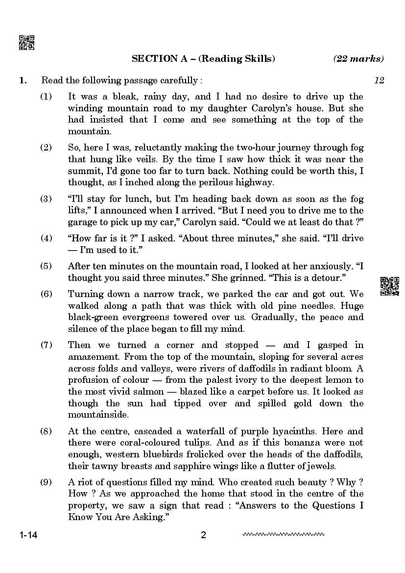 CBSE Class 10 English Communicative Question Paper 2024 (PDF) - Download PYQP with Answer Key ...