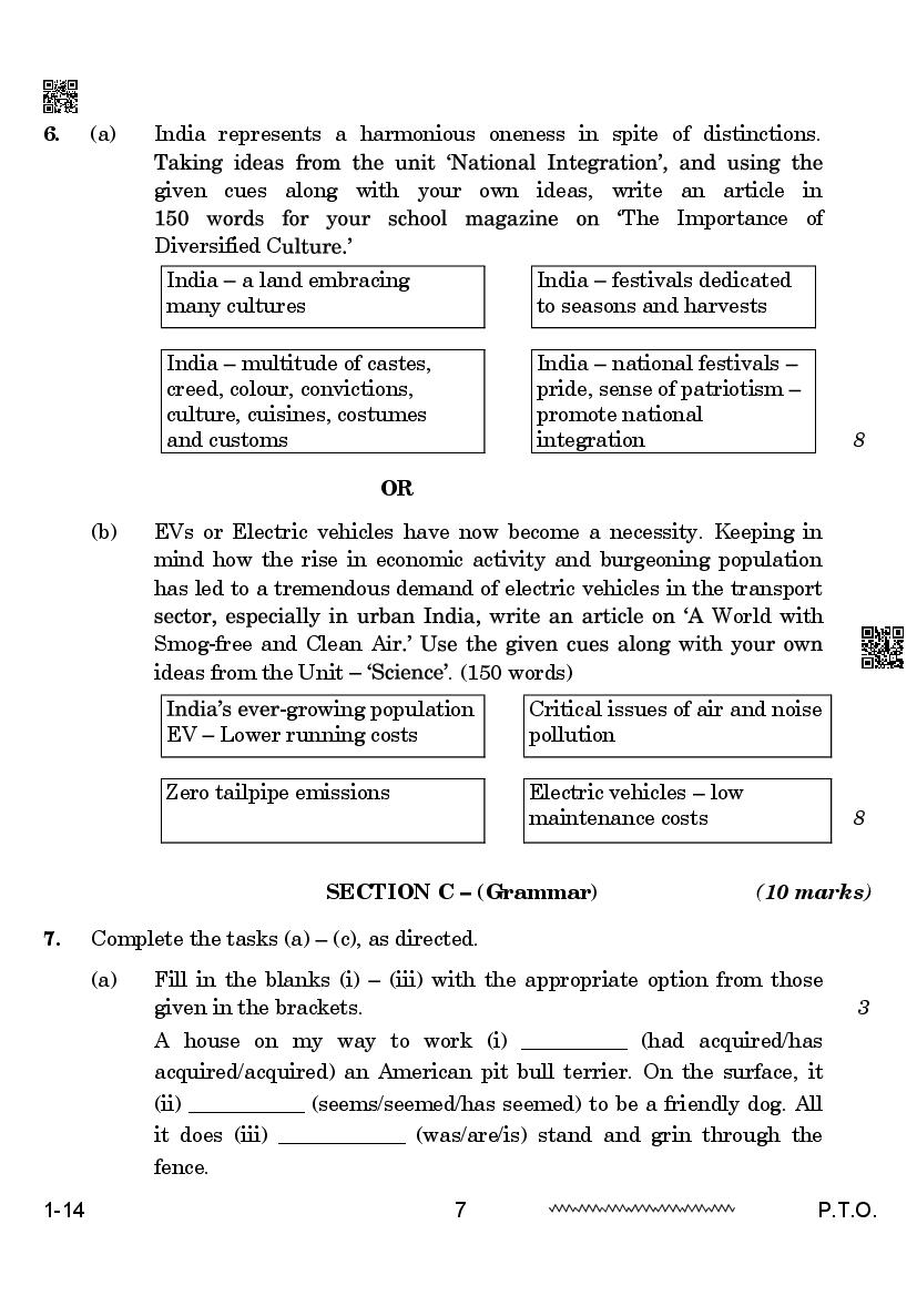 CBSE Class 10 English Communicative Question Paper 2024 (PDF ...