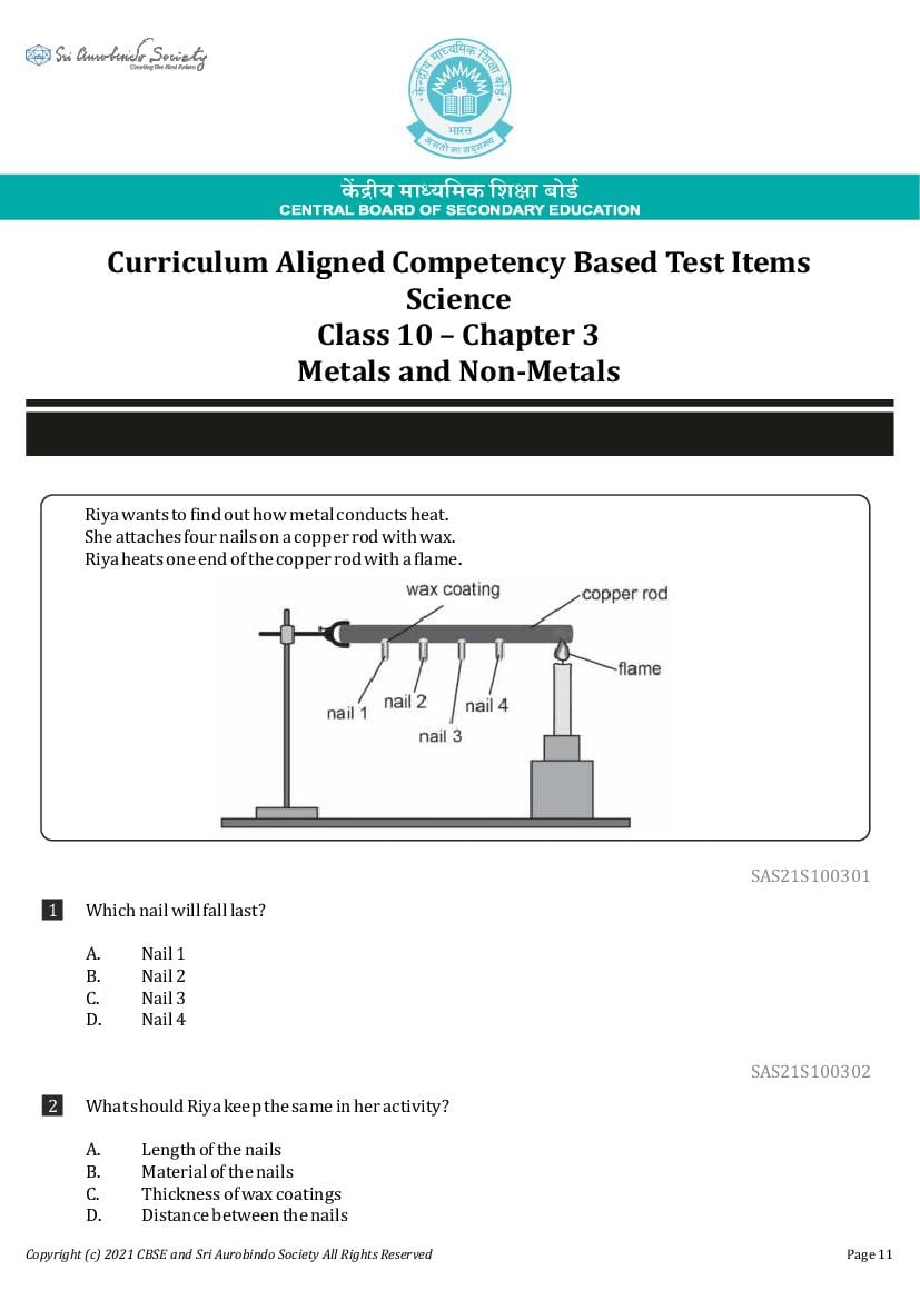 Class 10 Science Competency Based Questions 2025 - Download PDF - AglaSem