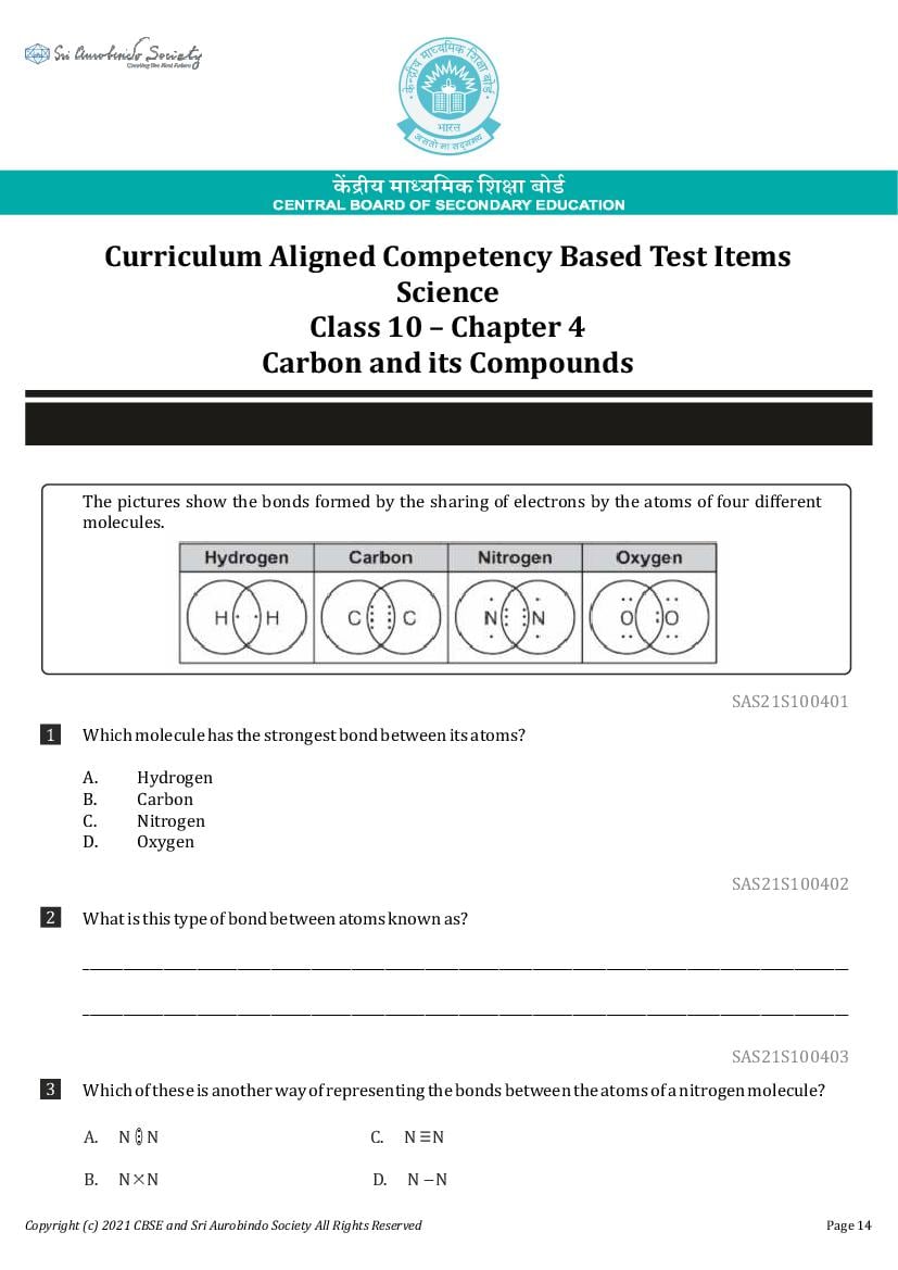 Class 10 Science Competency Based Questions 2025 - Download PDF - AglaSem