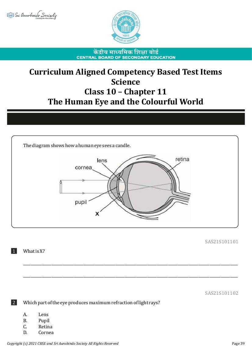 Class 10 Science Competency Based Questions 2025 - Download PDF - AglaSem