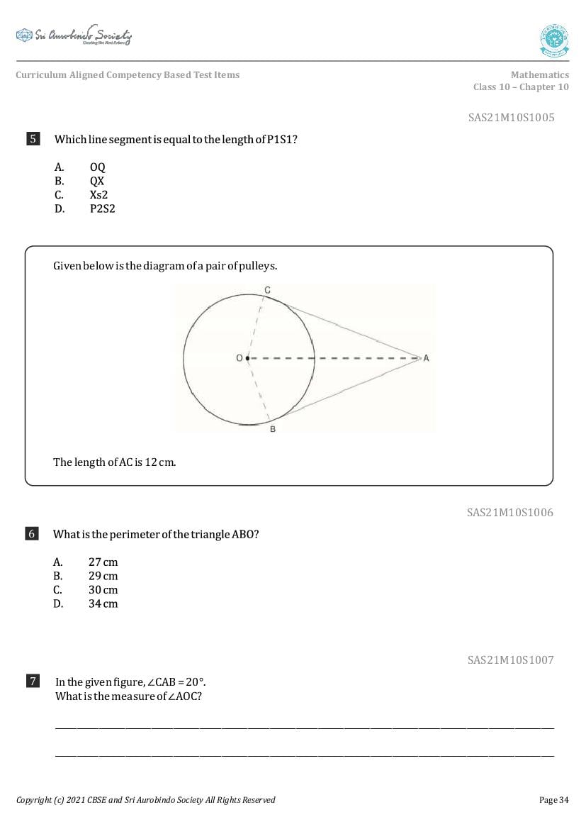 Class 10 Maths Competency Based Questions 2025 - Download PDF - AglaSem