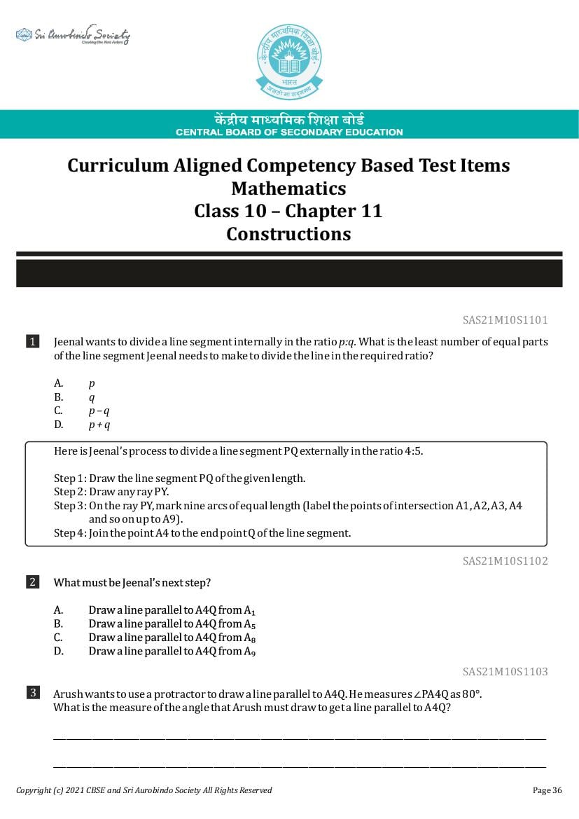 Class 10 Maths Competency Based Questions 2025 - Download PDF - AglaSem