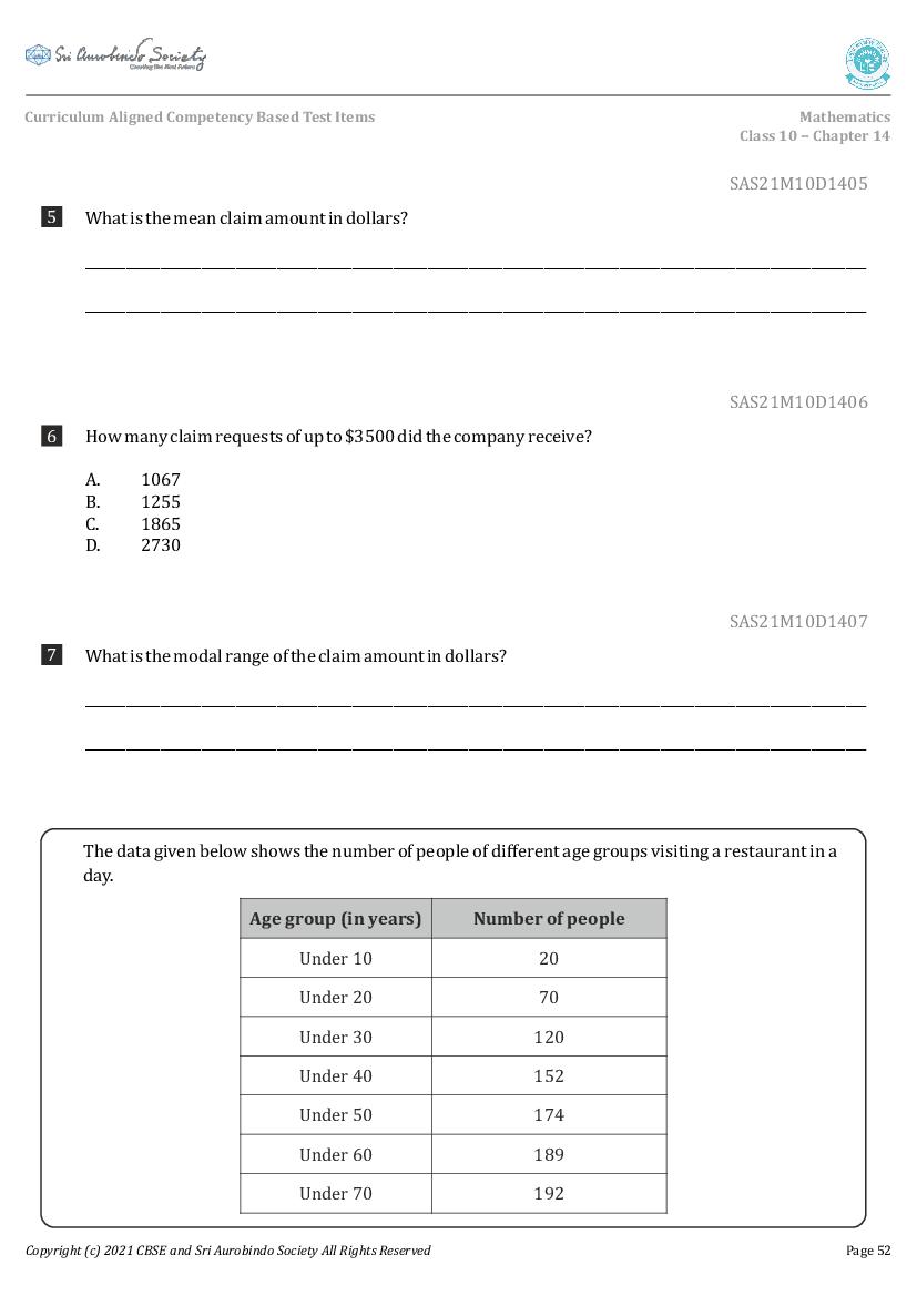 Class 10 Maths Competency Based Questions 2025 - Download PDF - AglaSem