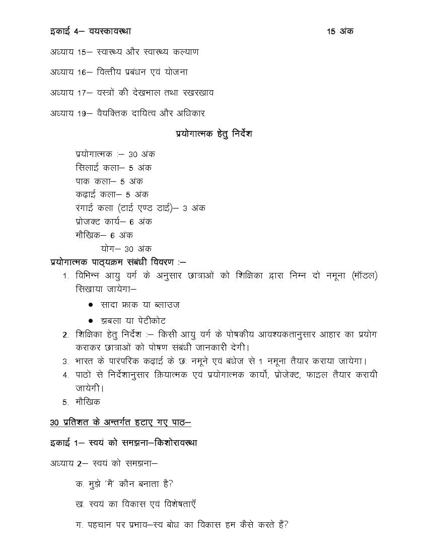 UP Board Class 11 Syllabus 2023 Home Science - PDF Download UP Board Class 11 Syllabus 2023 Home Science - PDF Download