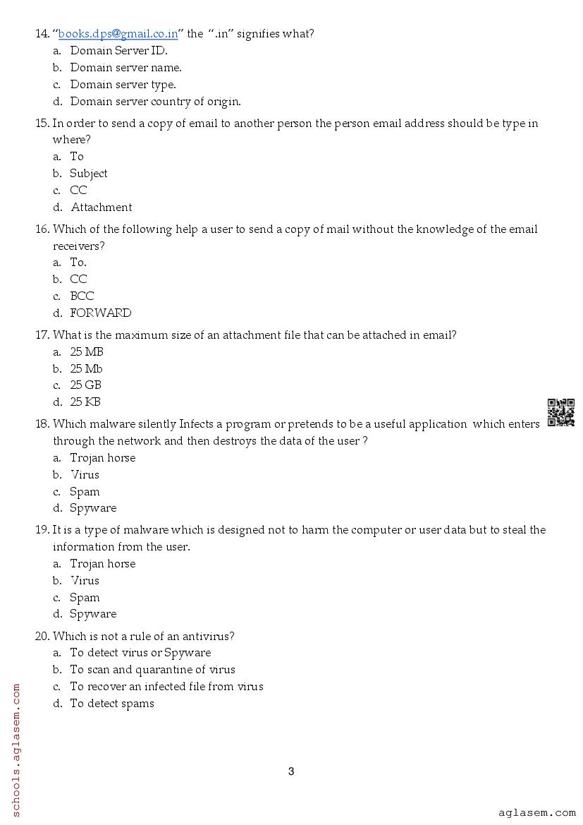 Class 6 Computer Science Half Yearly Question Paper 2024 | Download 6th ...