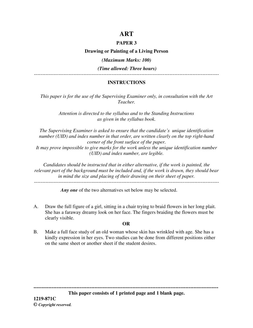 ISC Class 12 ion Paper 2019 For Art Paper 3