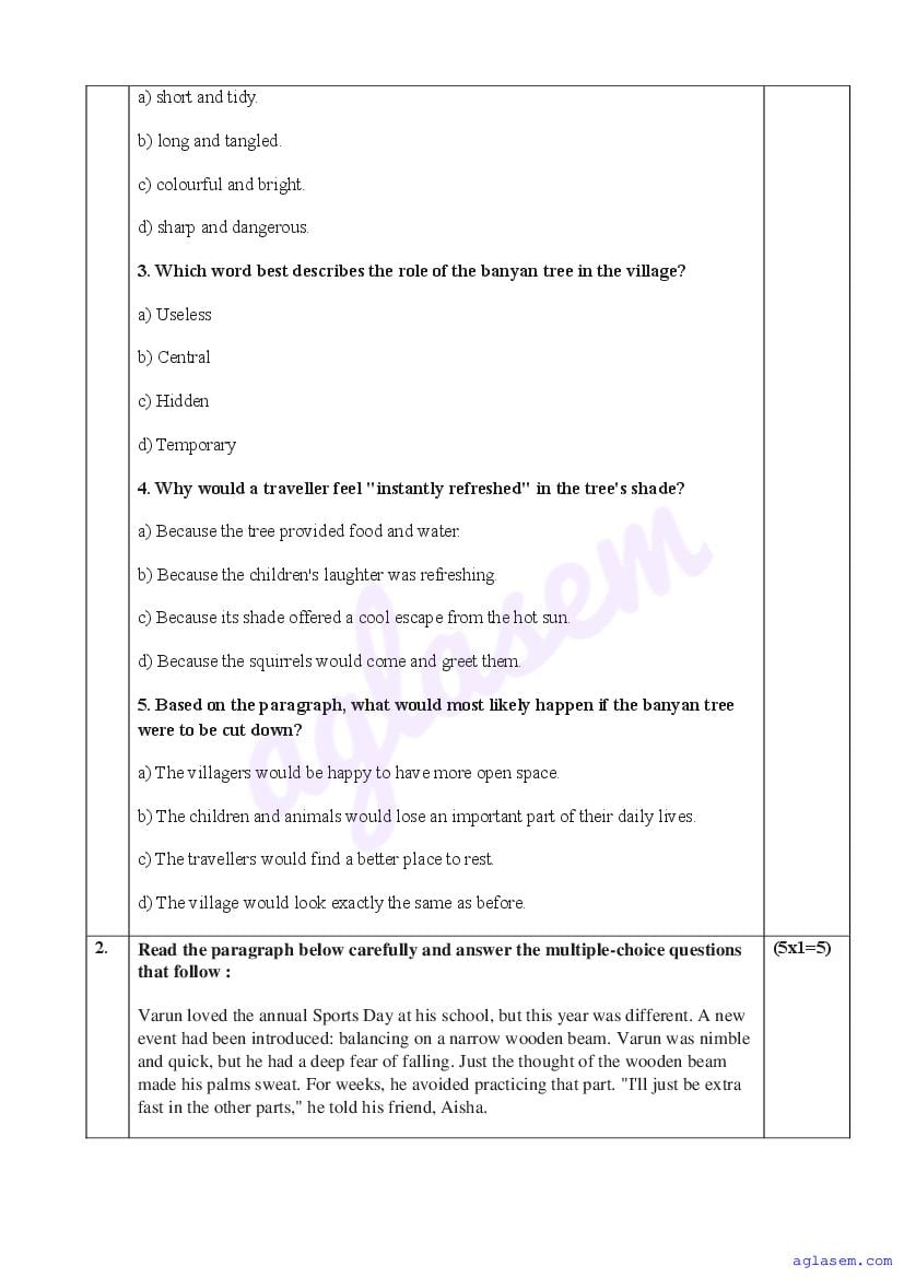 Class 5 English Sample Paper 2026 PDF - Download English Model Question ...
