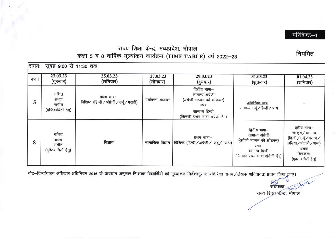 MP Board 5th Time Table 2023 Out Download MPBSE Class 5 Exam Date PDF