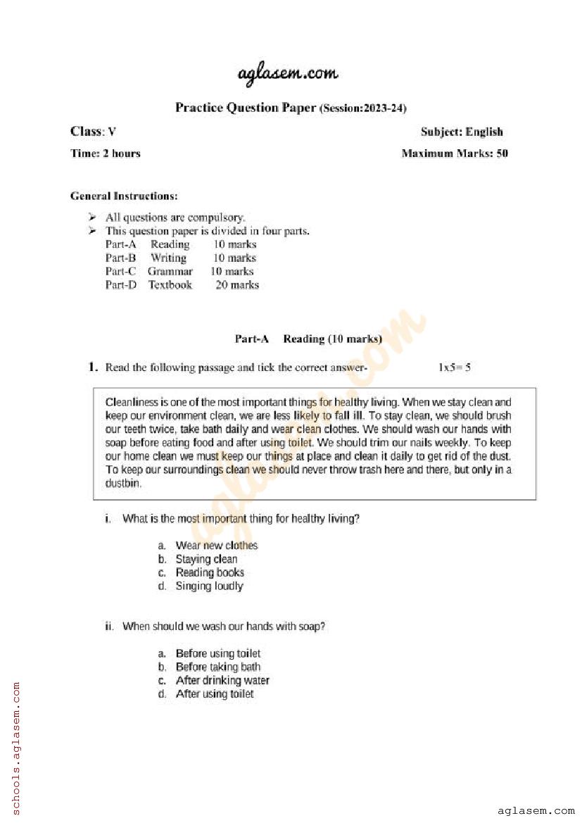 Class 5 English Sample Paper 2024 PDF Annual Exam Model Question Class 5 English Sample Paper 2024 PDF Annual Exam Model Question