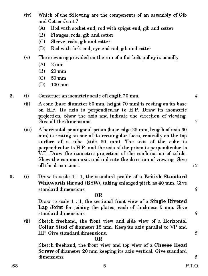 CBSE Question Paper 2020 for Class 12 Engineering Graphics - Download PDF CBSE Question Paper 2020 for Class 12 Engineering Graphics - Download PDF
