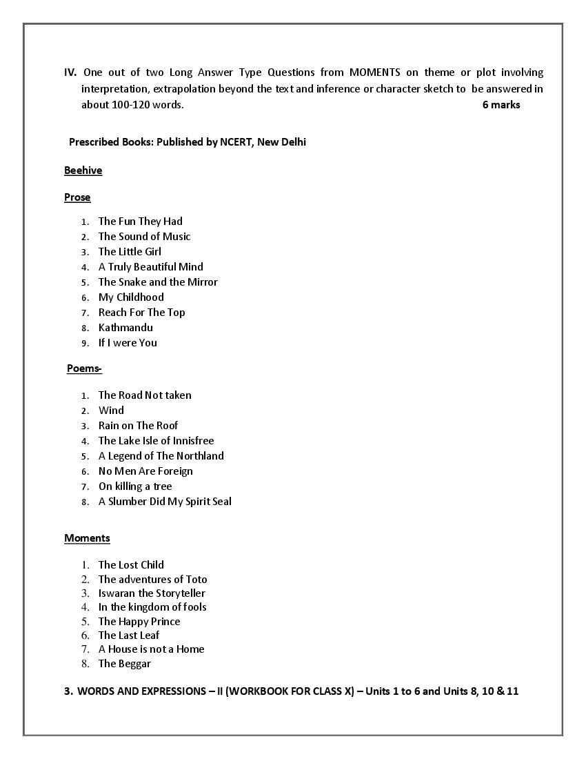 CBSE Class 9 Syllabus 2022 23 English Term 1 Term 2
