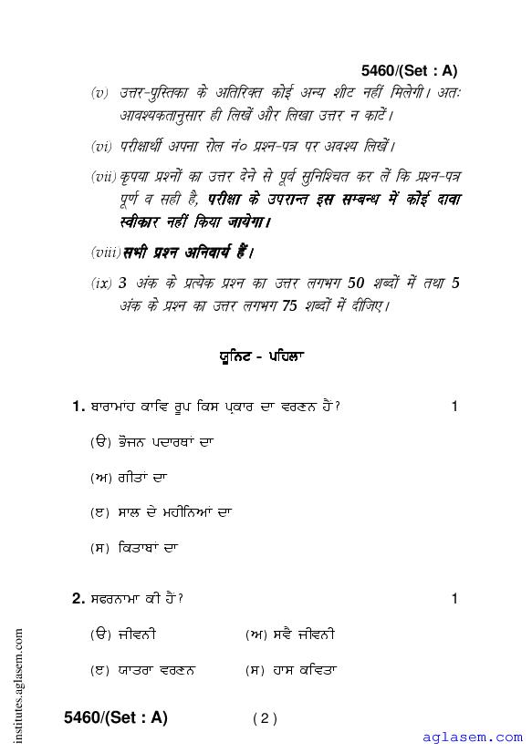 Haryana D.El.Ed 2nd Year Question Paper Pedagogy of Punjabi Language ...