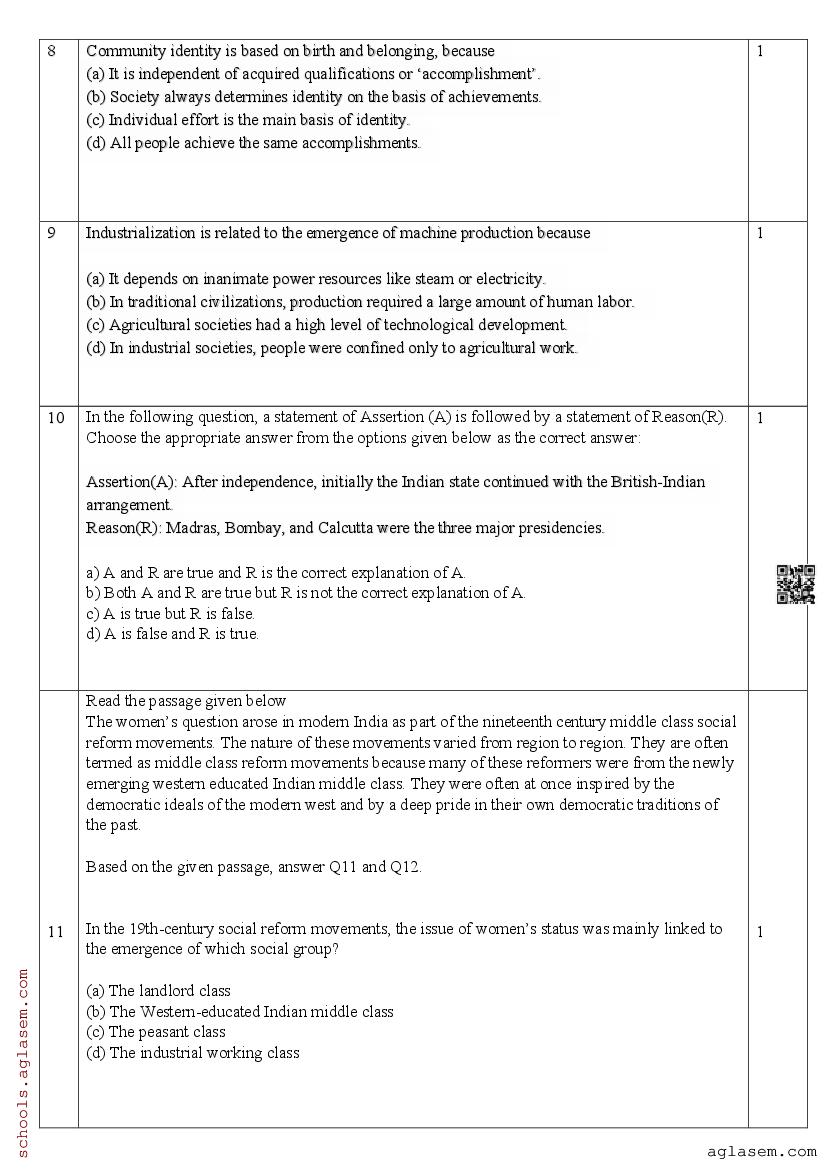 Class 12 Sociology Mid Term Sample Paper 2025 PDF | Download PT1 / Term ...