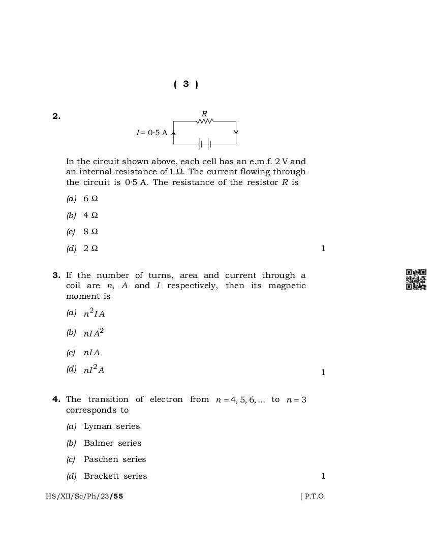 MBOSE HSSLC Physics Sample Question Paper 2025 (PDF) - Meghalaya Board ...