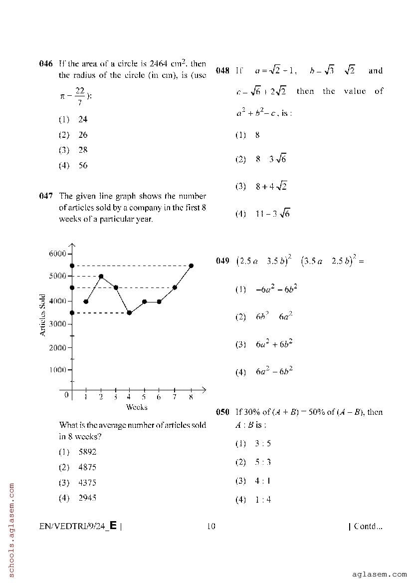 AISSEE 2024 Question Paper Class 9 - PDF Download Sainik School ...