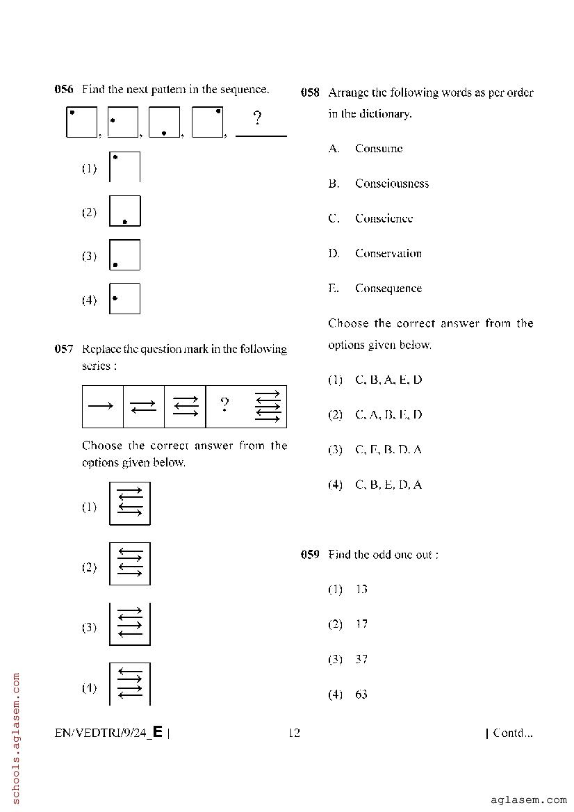 AISSEE 2024 Question Paper Class 9 - PDF Download Sainik School ...